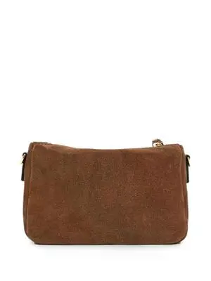 GIANNI CHIARINI Small Nora Pouch Logo-patch Suede Clutch Bag