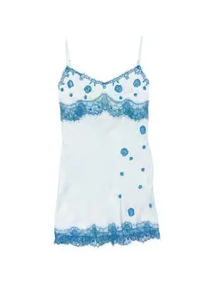 ASTA RESORT Beaded Lace-trim Mini Dress