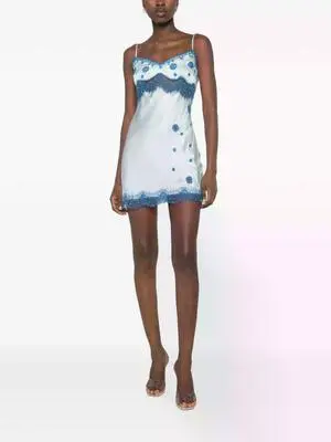 ASTA RESORT Beaded Lace-trim Mini Dress