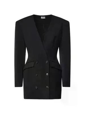 Andamane Double-breasted Collarless Jacket - Black