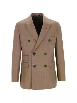 Emporio Armani Lined Blazer In Herringbone Virgin Wool