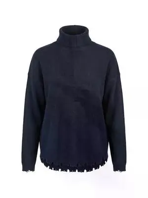 KUJTEN Mavis Distressed Roll-neck Sweater - Blue