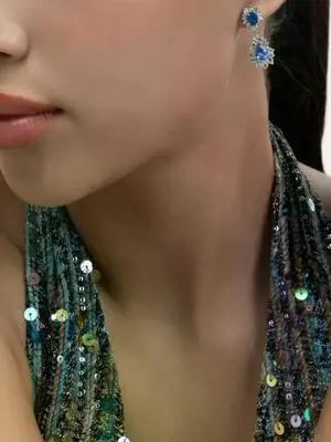 SUZANNE KALAN White Gold Sapphire And Diamond Drop Earrings