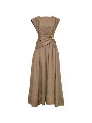 Acler Mannersly Gathered-waist Maxi Dress - Brown