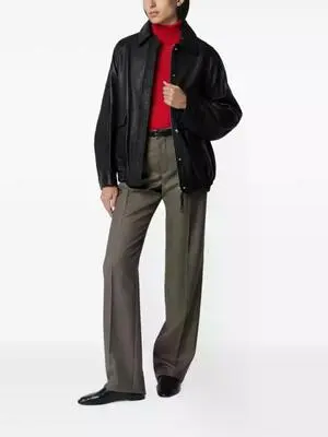 RÓHE Leather Bomber Jacket - Black