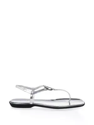 Gucci Thong Sandals With Interlocking G - Silver