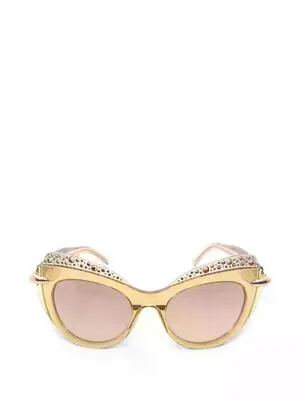 Pomellato 2010s Rhinestone Cat-eye Frame Sunglasses - Neutrals