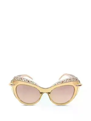Pomellato Cat-eye Frame Rhinestone Embellished Sunglasses - Neutrals