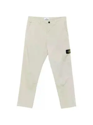 Stone Island Logo Patch Straight-leg Trousers - Neutrals