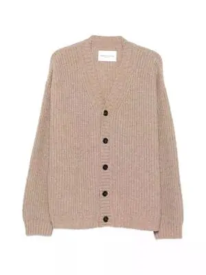 ROBERTO COLLINA V-neck Ribbed Cardigan - Brown