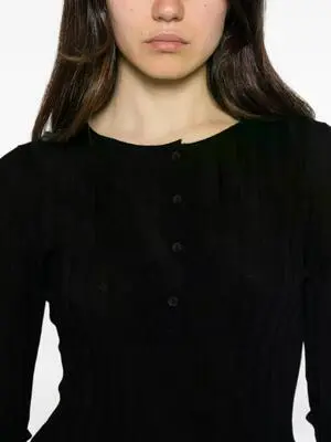 HUGENBERG Ribbed Knit Henley Long Sleeve Top