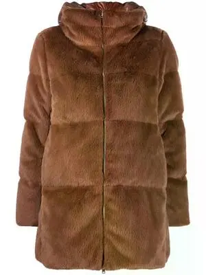 Herno Faux-fur Padded Hooded Coat - Brown