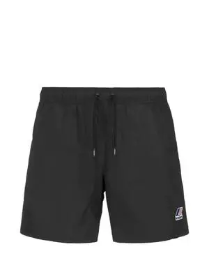 K-WAY Le Vrai Olivier Logo-patch Drawstring Swim Shorts - Black