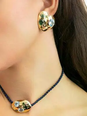 CAROL KAUFFMANN Flintstones Rocks Tourmaline And Topaz Earrings - Gold