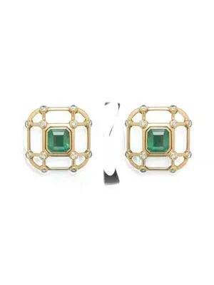DENISE CASSOU Emerald And Diamond Earrings