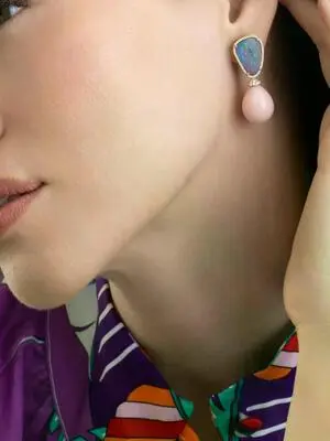 Goshwara G-one Diamonds And Opal Drop Earrings