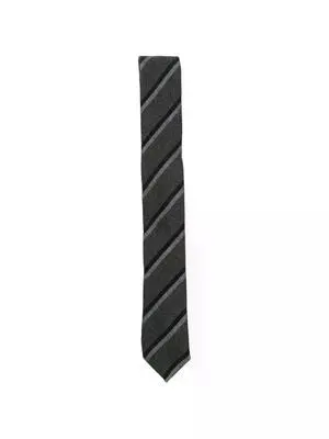 Eleventy Diagonal-stripe Wool Neck Tie - Black