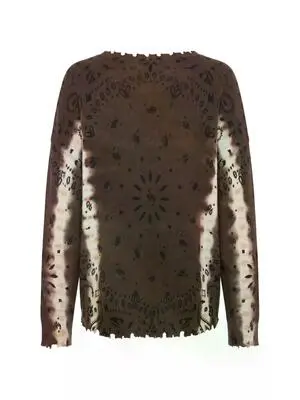 KUJTEN Bandana-print Cashmere Sweater - Brown