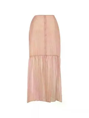 KRISTINA TI Striped Button-front Midi Skirt