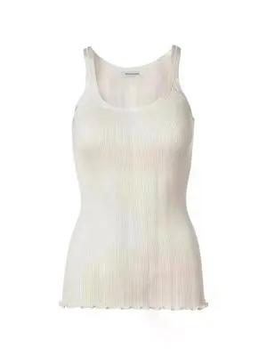 ROSEMUNDE Belle Ribbed Silk Top - Neutrals