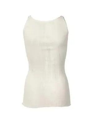 ROSEMUNDE Belle Ribbed Silk Top - Neutrals
