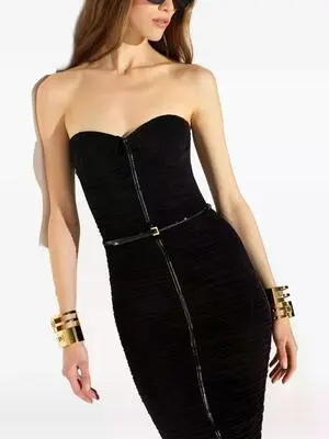 Elisabetta Franchi Off-the-shoulder Stretch Jersey Midi Dress With Belt - Black