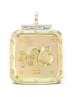 Sorellina 18k Yellow Diamond Aquarius Zodiac Pendant - Gold