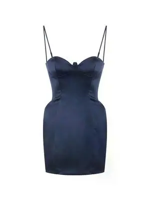 Elisabetta Franchi Mini Dress In Gazar Fabric - Blue