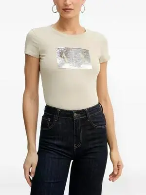 Armani Exchange Sequin-embellished T-shirt - Neutrals
