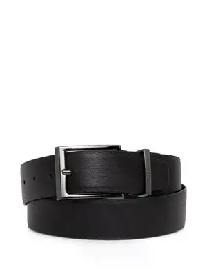 TRUSSARDI Logo-engraved Leather Buckle Belt - Black