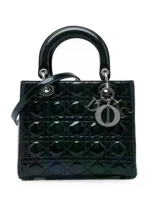 Dior 2010 Medium Patent Cannage Lady Satchel - Blue