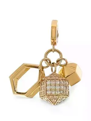 CADAR 18k Yellow Pavé Diamond Multi Charm Pendant - Gold