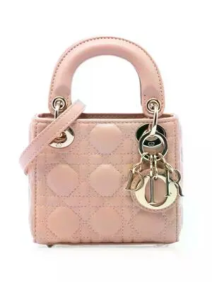 Dior 2021 Micro Lambskin Cannage Lady Satchel - Pink