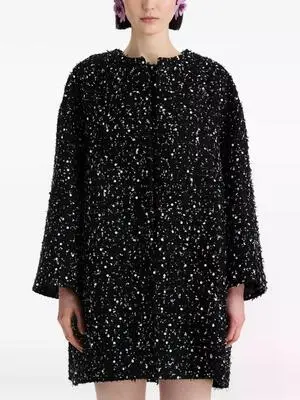 Oscar De La Renta Sequin-embellished Tweed Single-breasted Coat
