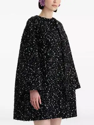 Oscar De La Renta Sequin-embellished Tweed Single-breasted Coat