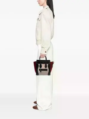 Celine 2015 Micro Tricolor Felt Wool And Calfskin Luggage Tote Bag - Black