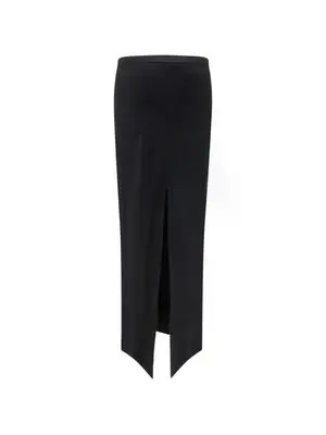 HEVO Elasticated-waistband Back-slit Maxi Skirt