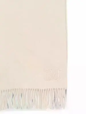 Max Mara Embroidered-logo Fringed Scarf