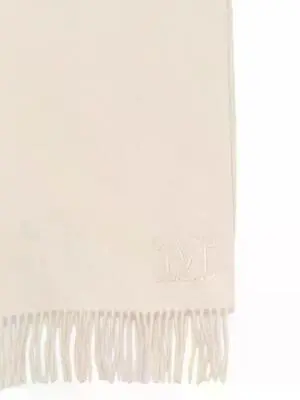 Max Mara Embroidered-logo Fringed Scarf