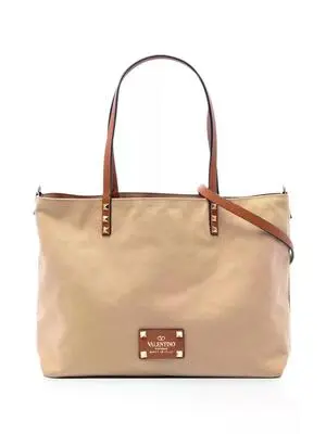 Valentino Garavani 2018-2026 Canvas Rockstud Glam Lace Reversible Tote Satchel - Neutrals