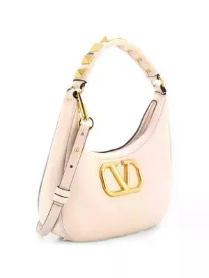 Valentino Garavani Stud Sign Zip Leather Hobo Bag - Neutrals