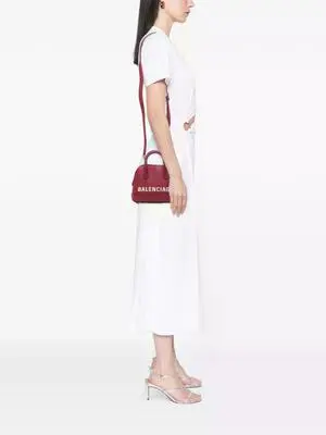 Balenciaga 2018 Grained Calfskin Logo Ville Top Handle Bag Xxs Satchel - Red