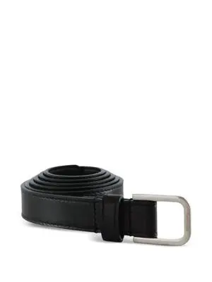 Saint Laurent Minimal Leather Belt With Engraved Logo Buckle - Black