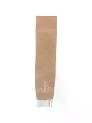 VIVIENNE WESTWOOD Orb-motif Fringed Scarf - Neutrals