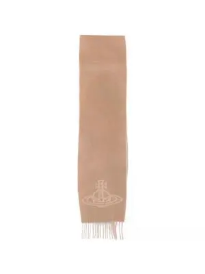 VIVIENNE WESTWOOD Orb-motif Fringed Scarf - Neutrals