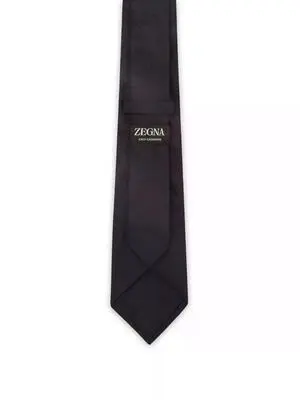 Zegna Oasi Cashmere Jacquard Weave Tie - Black