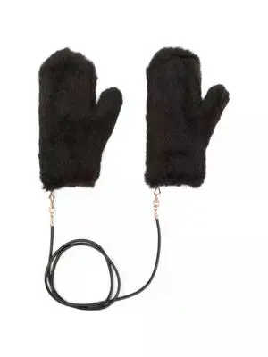 Max Mara Ombrato Leather-strap Gloves - Brown