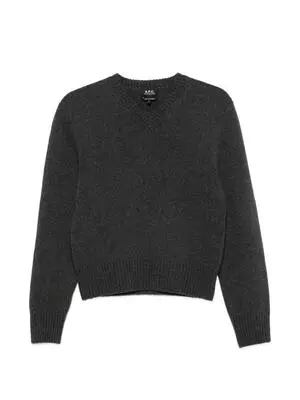 A.p.c. V-neck Ribbed Sweater - Grey