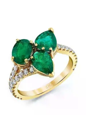Shay Emerald And Diamond Cluster Ring