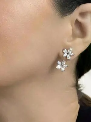 ZYDO Diamond Double Flower Earrings